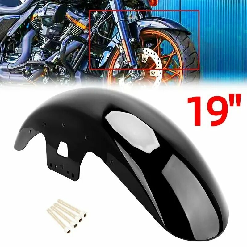 Переднее крыло мотоцикла глянцево-черное 19" для Harley Touring Road King Street Glide 2014-с передним брызговиком