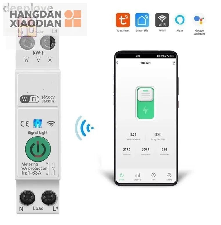 Умный выключатель для умного дома с управлением со смартфона, поддержка Wi-Fi, 1 шт, серый — фото 1