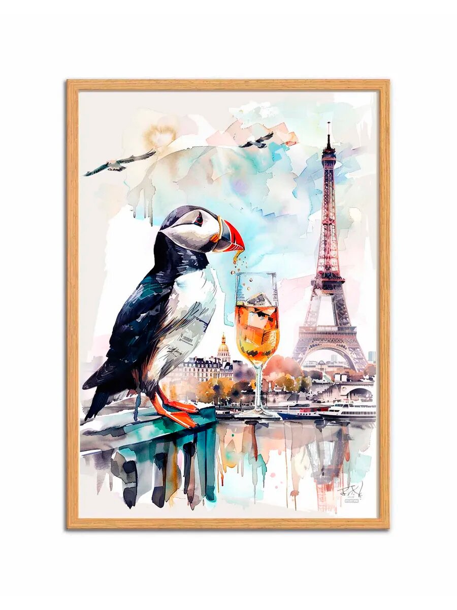 Тупиковая птица пьет виски 2, Плакат 30x42см