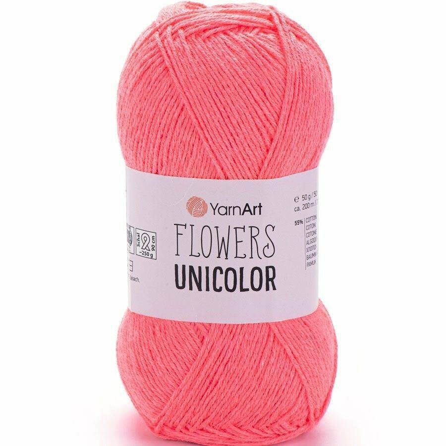 Пряжа Yarnart FLOWERS UNICOLOR 736 коралл (5 мотков)