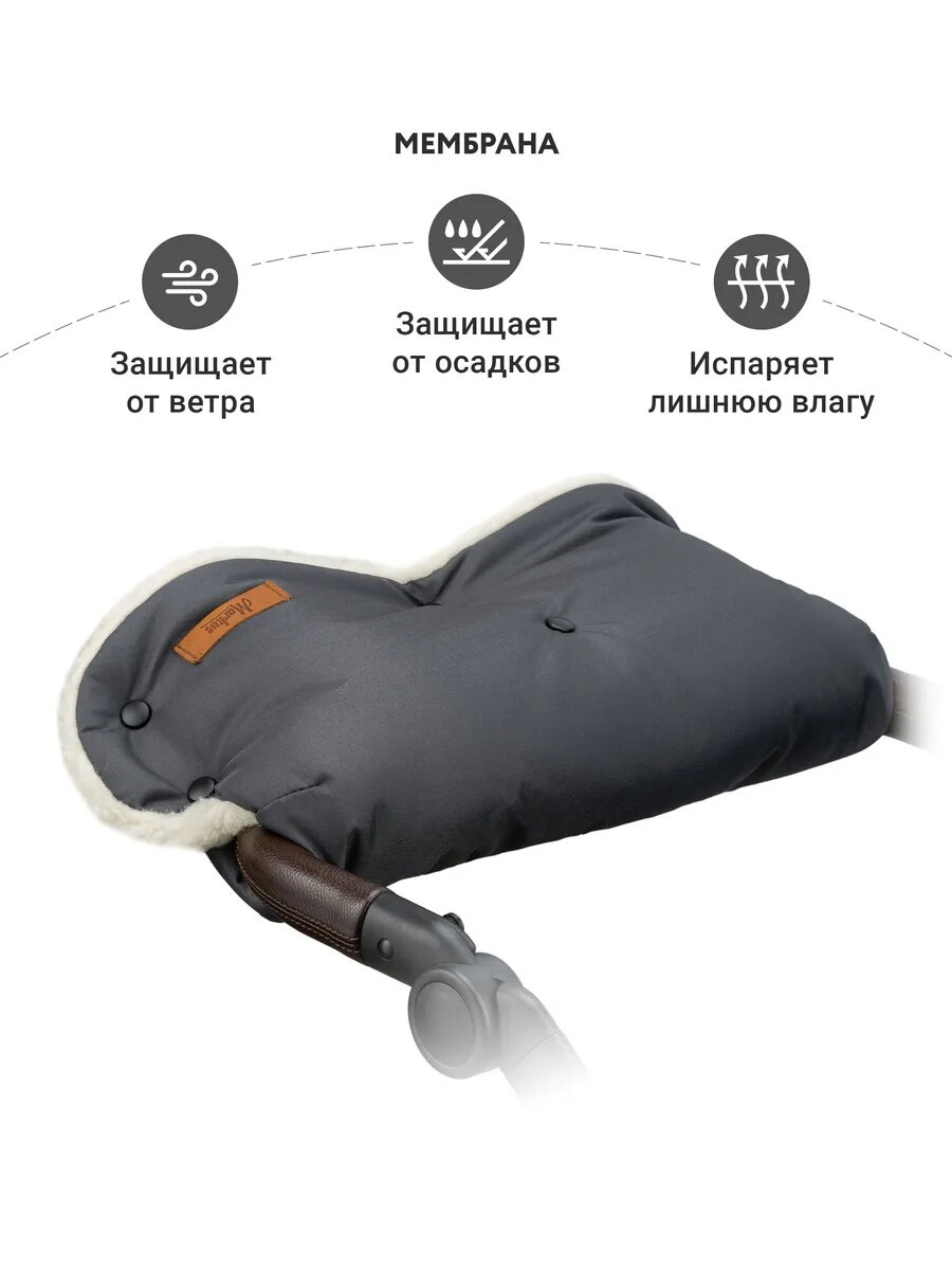 Муфта для коляски Markus, модель Base, цвет темно-серый, 100% овечья шерсть — фото 1