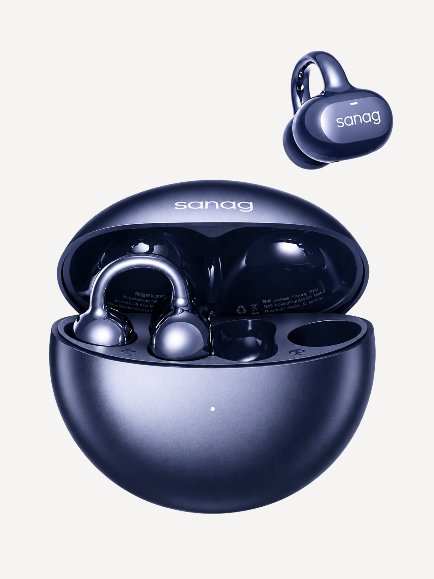 Беспроводные Bluetooth наушники Sanag S6S Pro, открытого типа (Open Ear), цвет тёмно-синий (Blue)