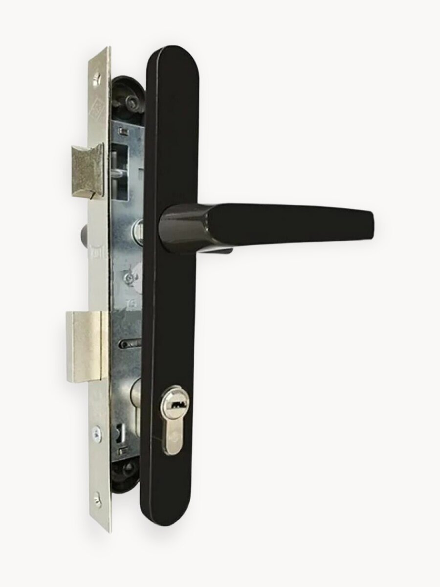 Замок врезной для калитки , металлопластиковой двери с ручками и цилиндром в комплекте