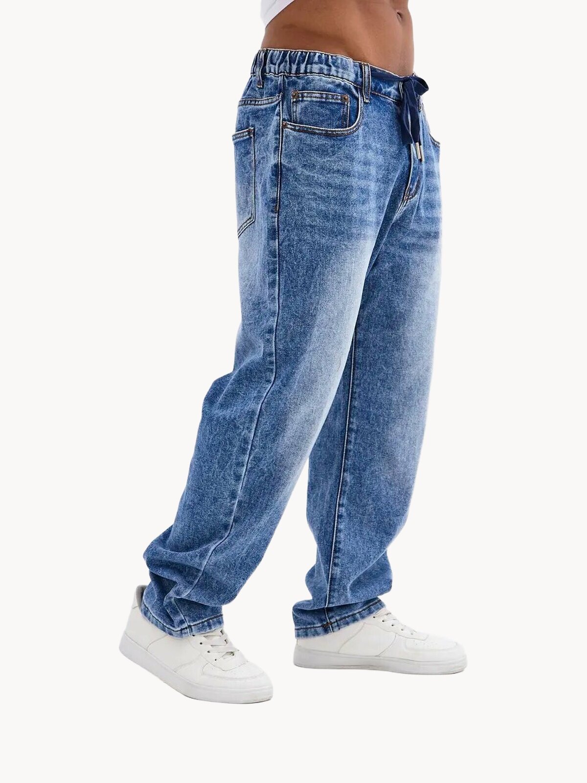 Джинсы багги на резинке 