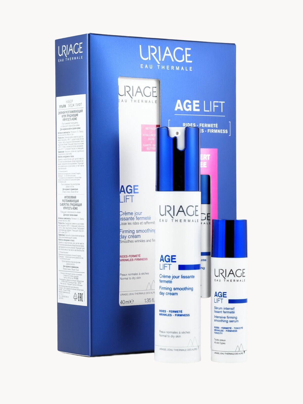 URIAGE Набор Эйдж Лифт (Крем дневной разглаживающий укрепляющий 40 мл + Сыворотка 10 мл)