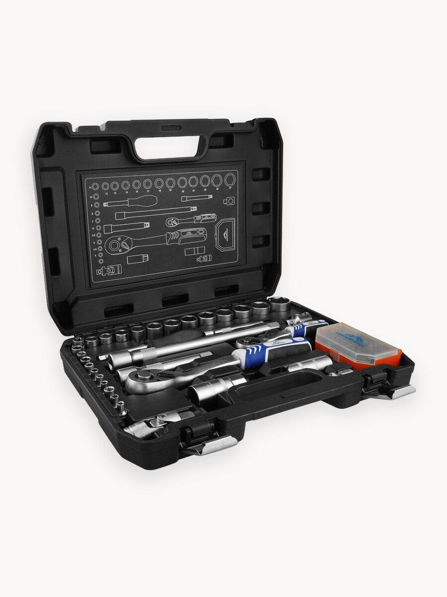 Набор инструментов 64 предмета VertexTools 1/4" 1/2", хромосатированное покрытие
