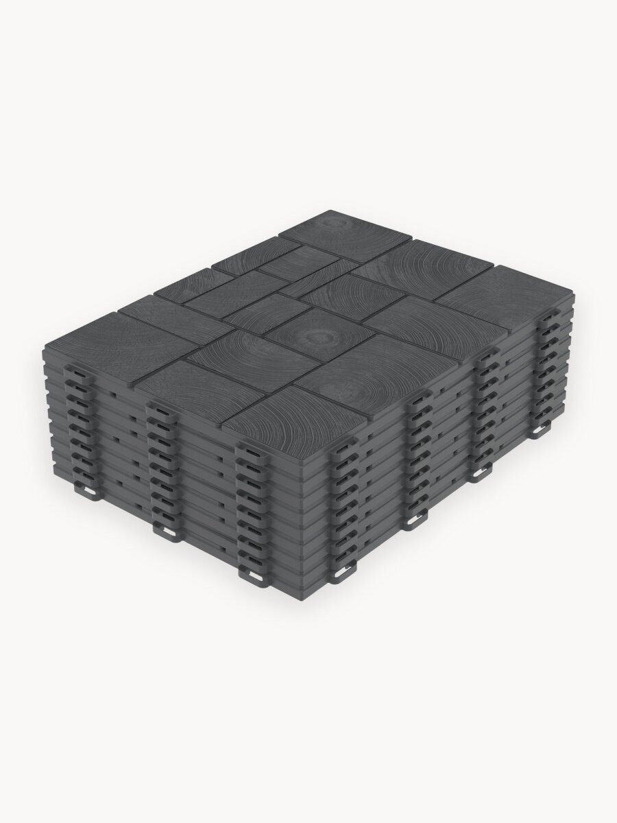 Плитка садовая модульная из полипропилена Брус (9шт - 1м2) (графит)