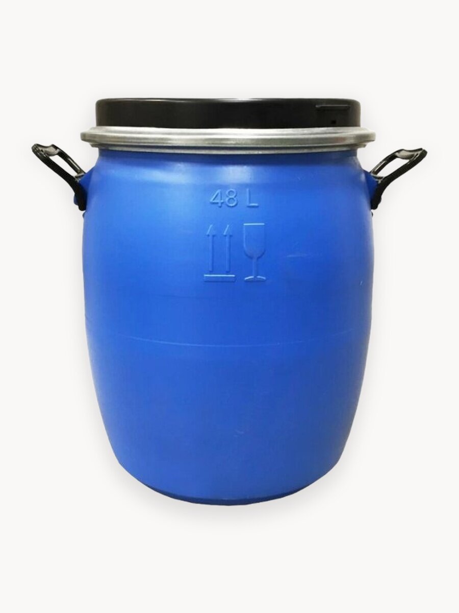 Бочка Родемос п/э 48л. круглая, с крышкой и обручем, с ручками цв. синий