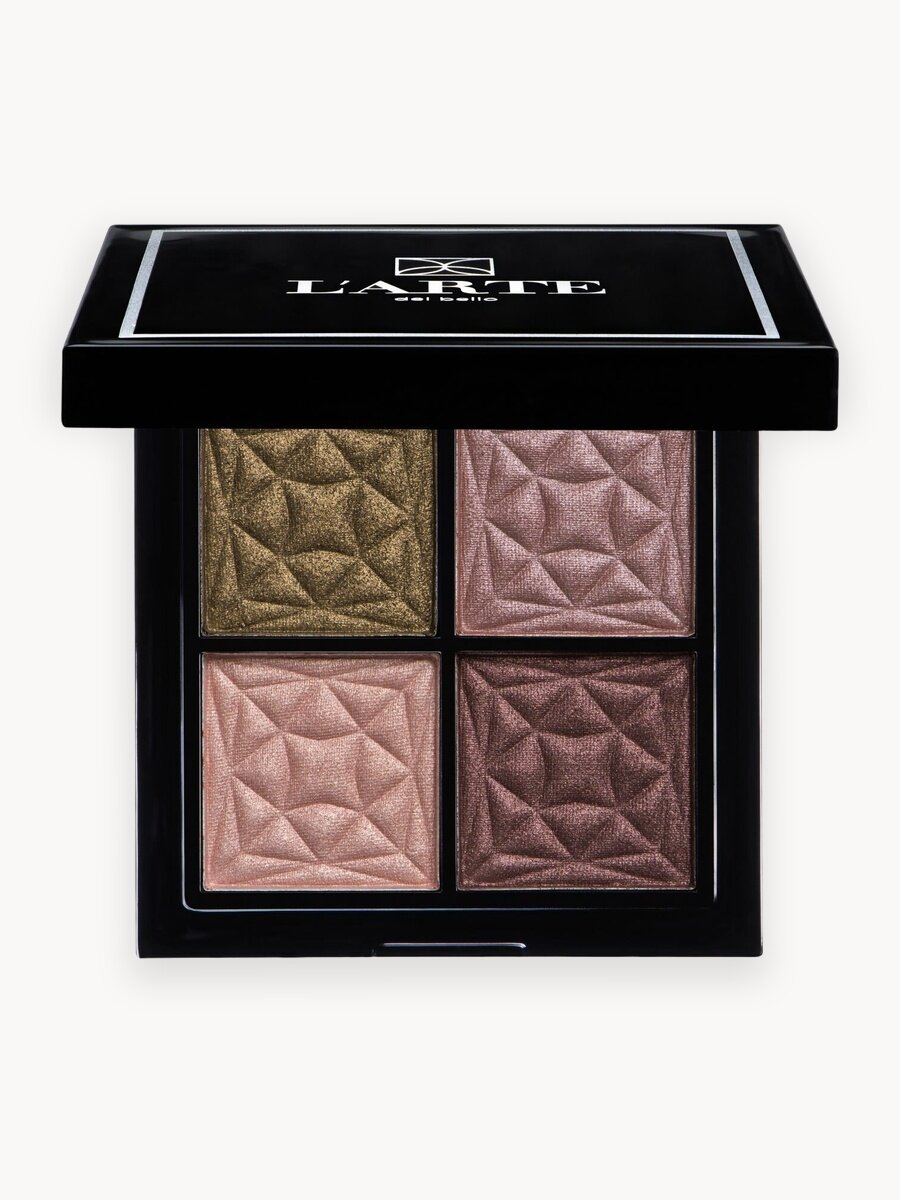 L'ARTE DEL BELLO Палетка теней Quadro Eleganto, 0,8 г, 07 give a glam (оливково-коричневая)