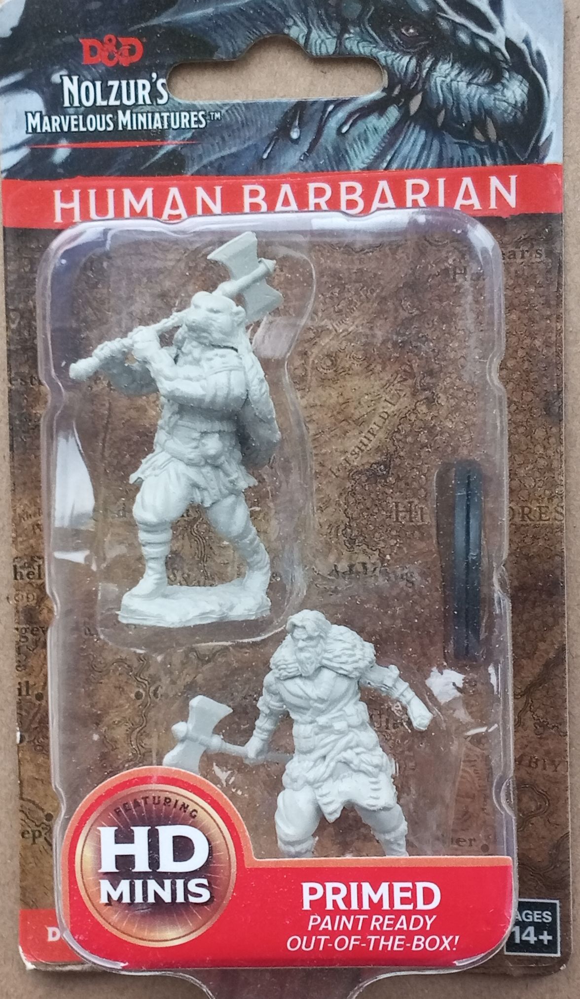Человек Воин Варвар. Набор из 2 фигурок для настольных игр WizKids. ДнД / Dungeons & Dragons, Pathfinder