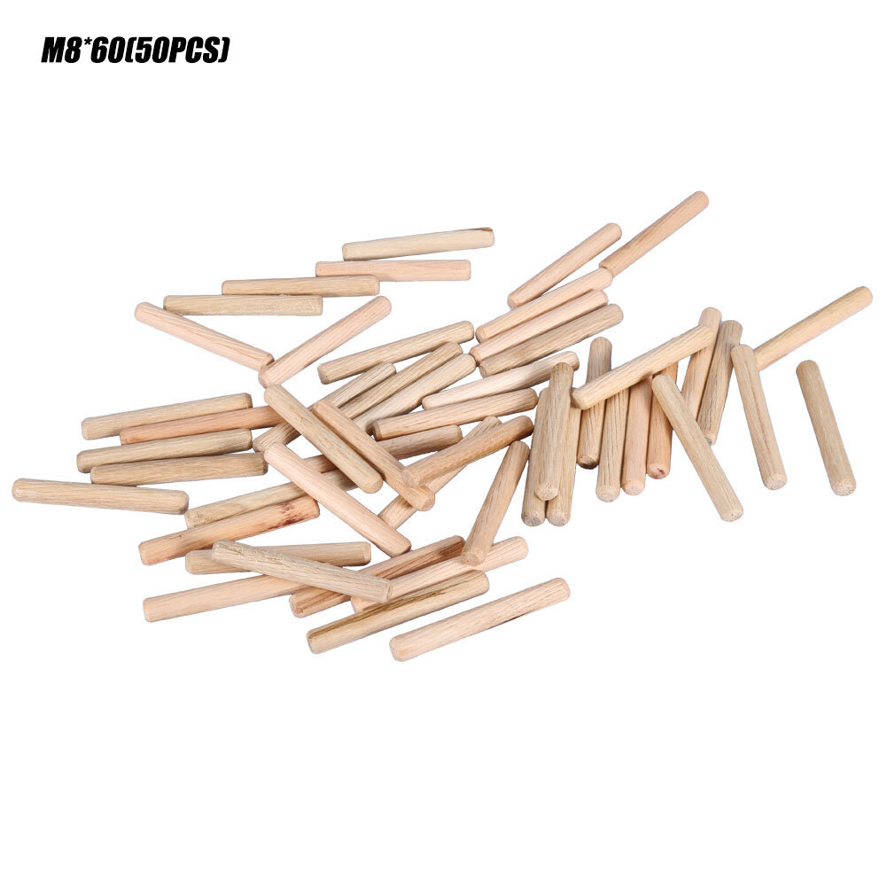 50 шт. круглых деревянных дюбелей для изготовления мебели и ящиков (M8*60)