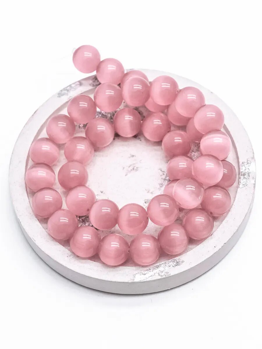 1509 Бусинки пастельные с переливом бледно-розовые 10мм 1 шт