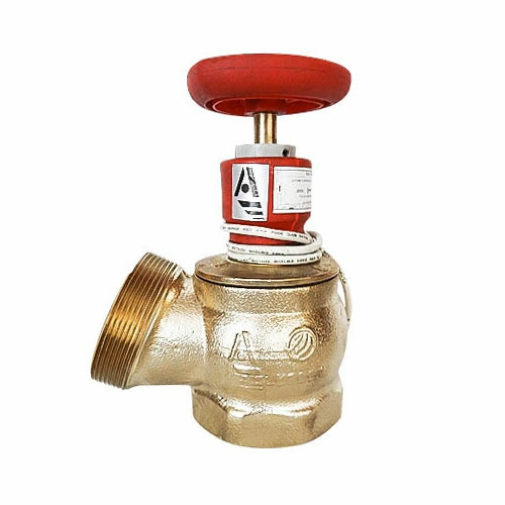Клапан пожарный латунь угловой 125 гр КПЛ 50-1 Ду 50 1,6 МПа муфта-цапка с датчиком положения дппк 20.5 Апогей 110002
