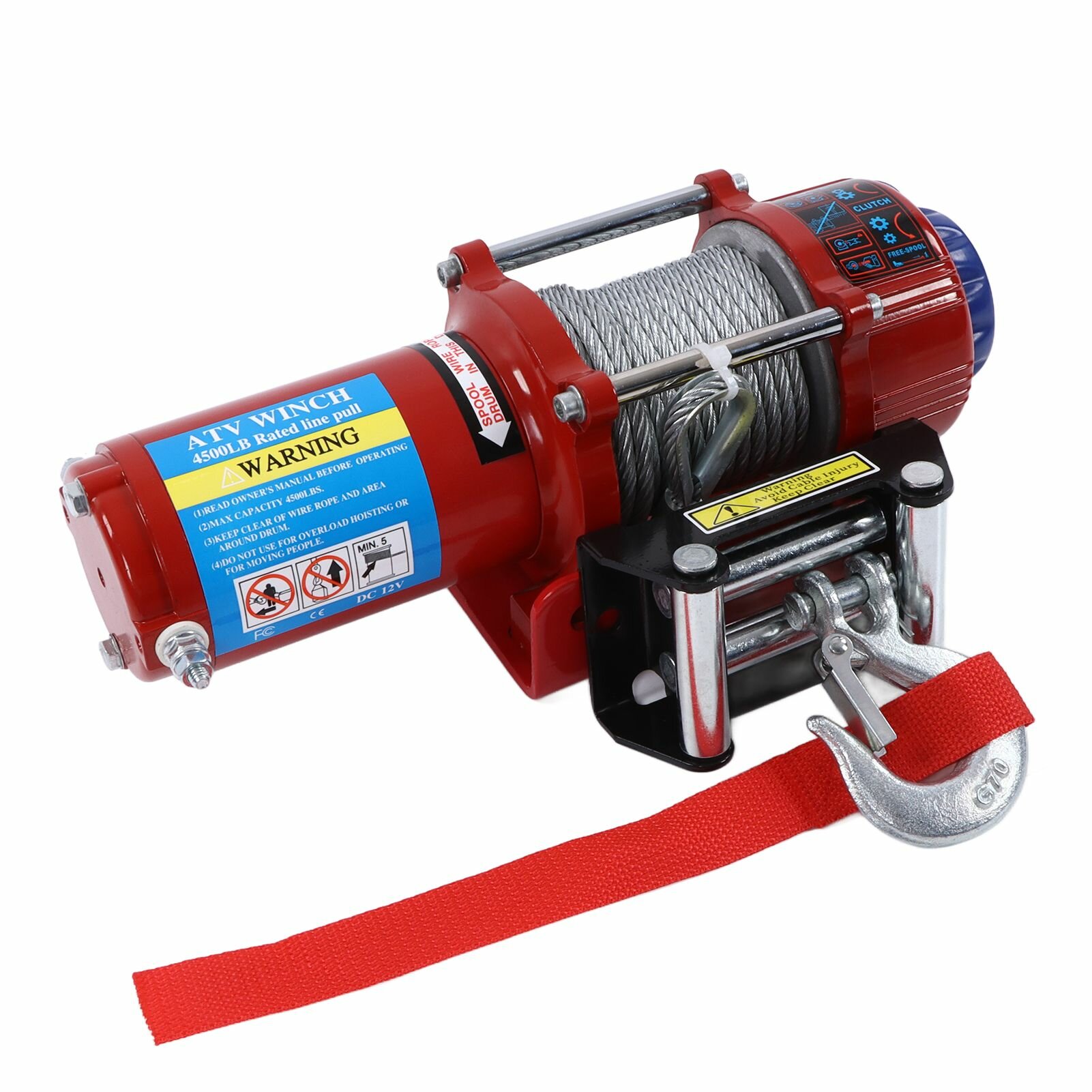 Лебедка 4500lb/2041kg 12VDC с роликовым направляющим, комплект для автомобилей, траков и джипов, механический тормоз, крепления в комплекте