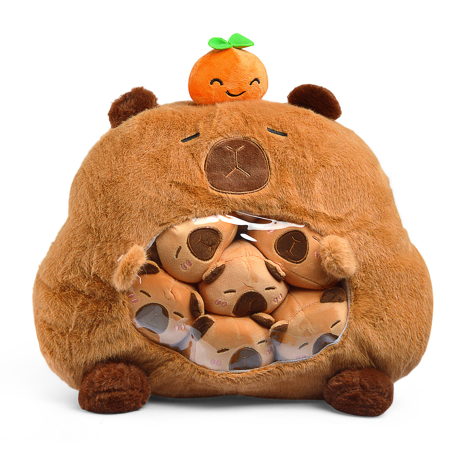 Игрушка -Антистресс М1422 "Капибара с мандаринкой", 35х13х33 см.