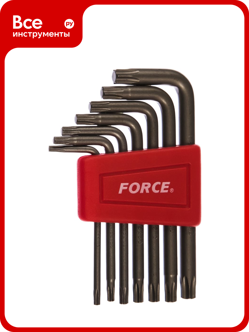 Набор Г-образных ключей с внешней звездочкой FORCE Т10-Т40 7 предметов 5071 прочной конструкции