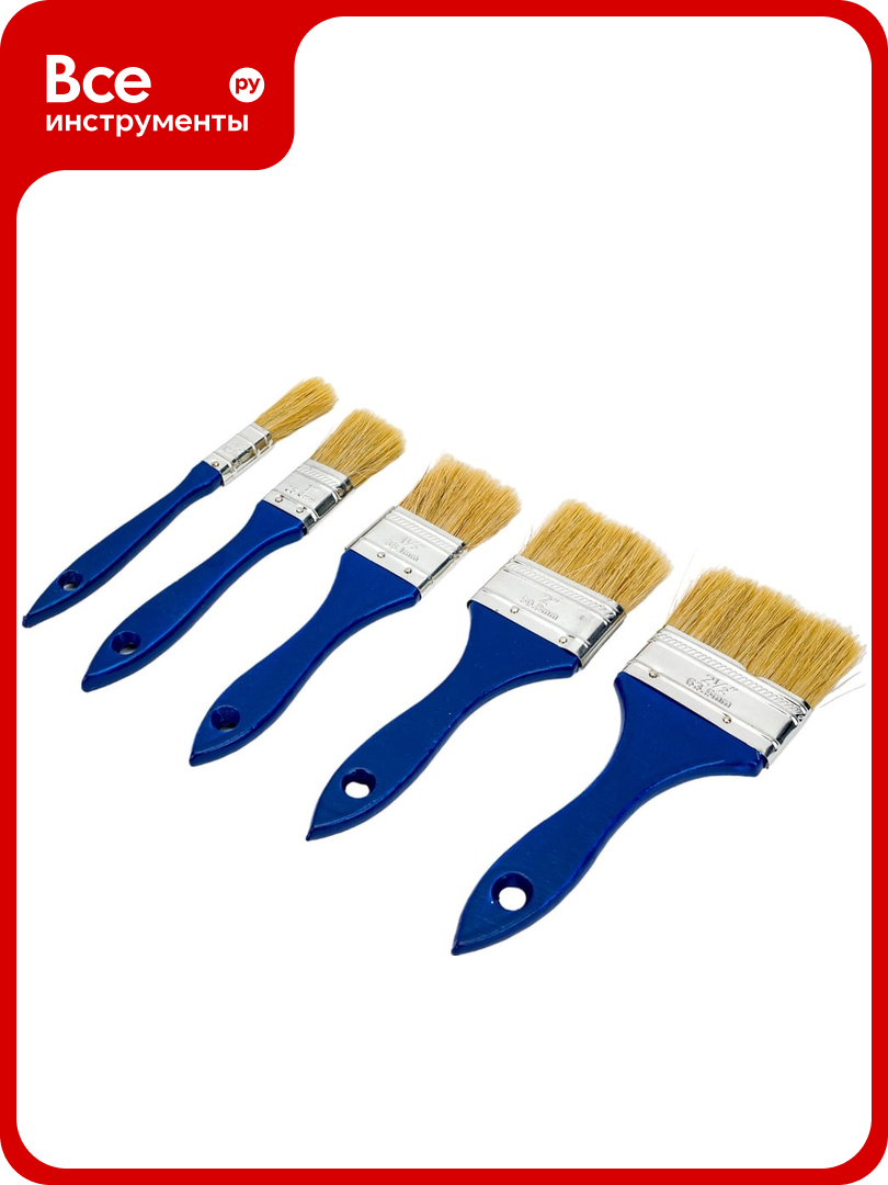 Набор флейцевых кистей FIT 01502, для нанесения всех видов из натуральной щетины с деревянными рукоятями