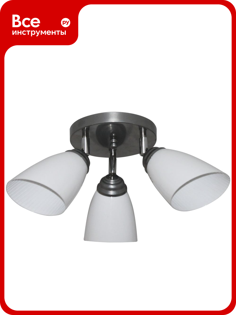 Светильник элетех Сатурн 1317 хром (Плафон П0475) НПБ 01-3x60-176 Е27 ИУ 1005404614, пластиковая, светодиодная