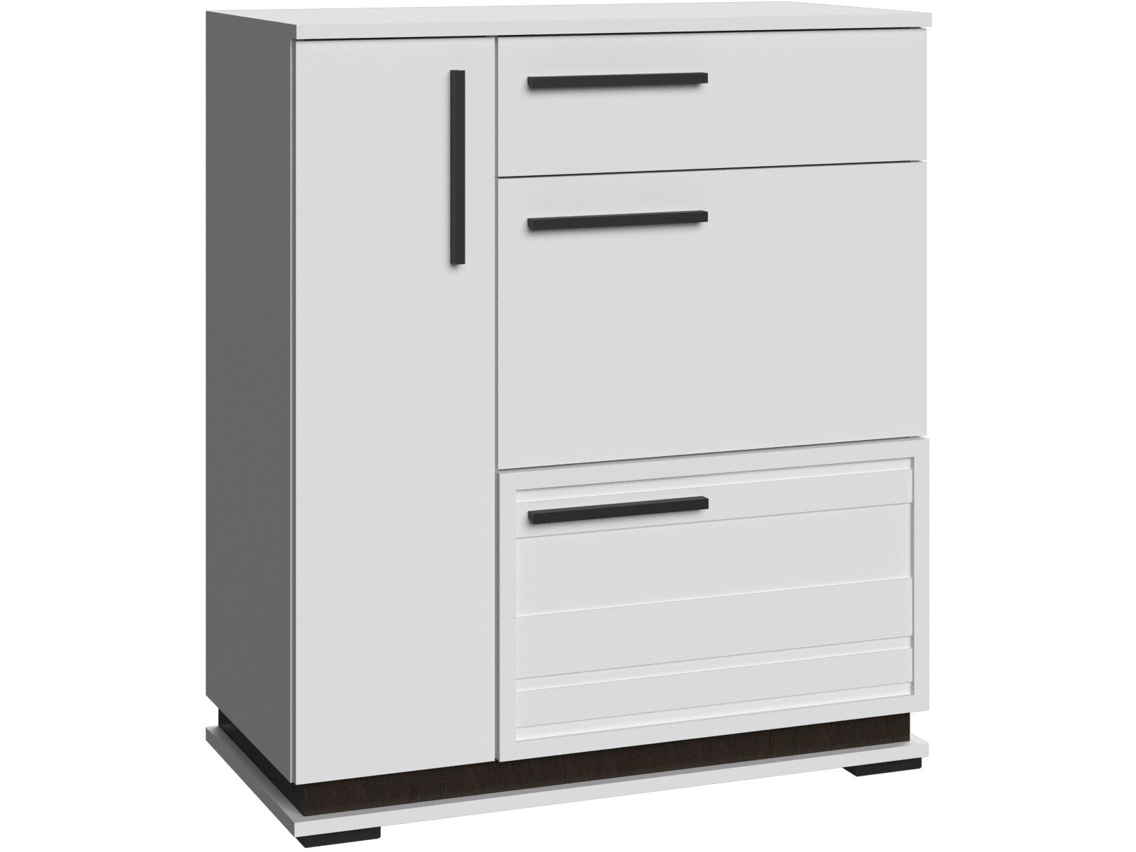 Обувница, с ящиком на шариковых направляющих, Белый/венге ЛДСП