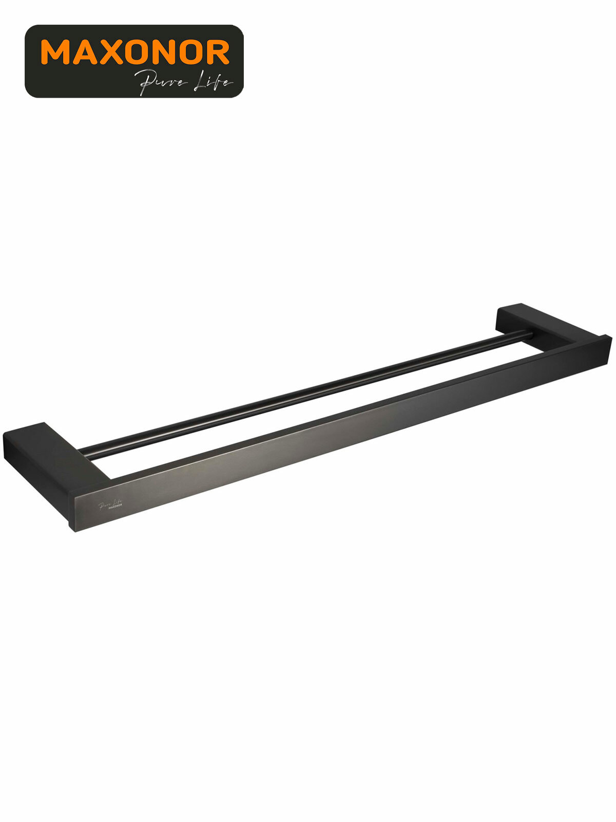 Держатель для полотенец в ванную Maxonor Pure Life ALMA PL1809-2-9 графит матовый Нержавеющая сталь