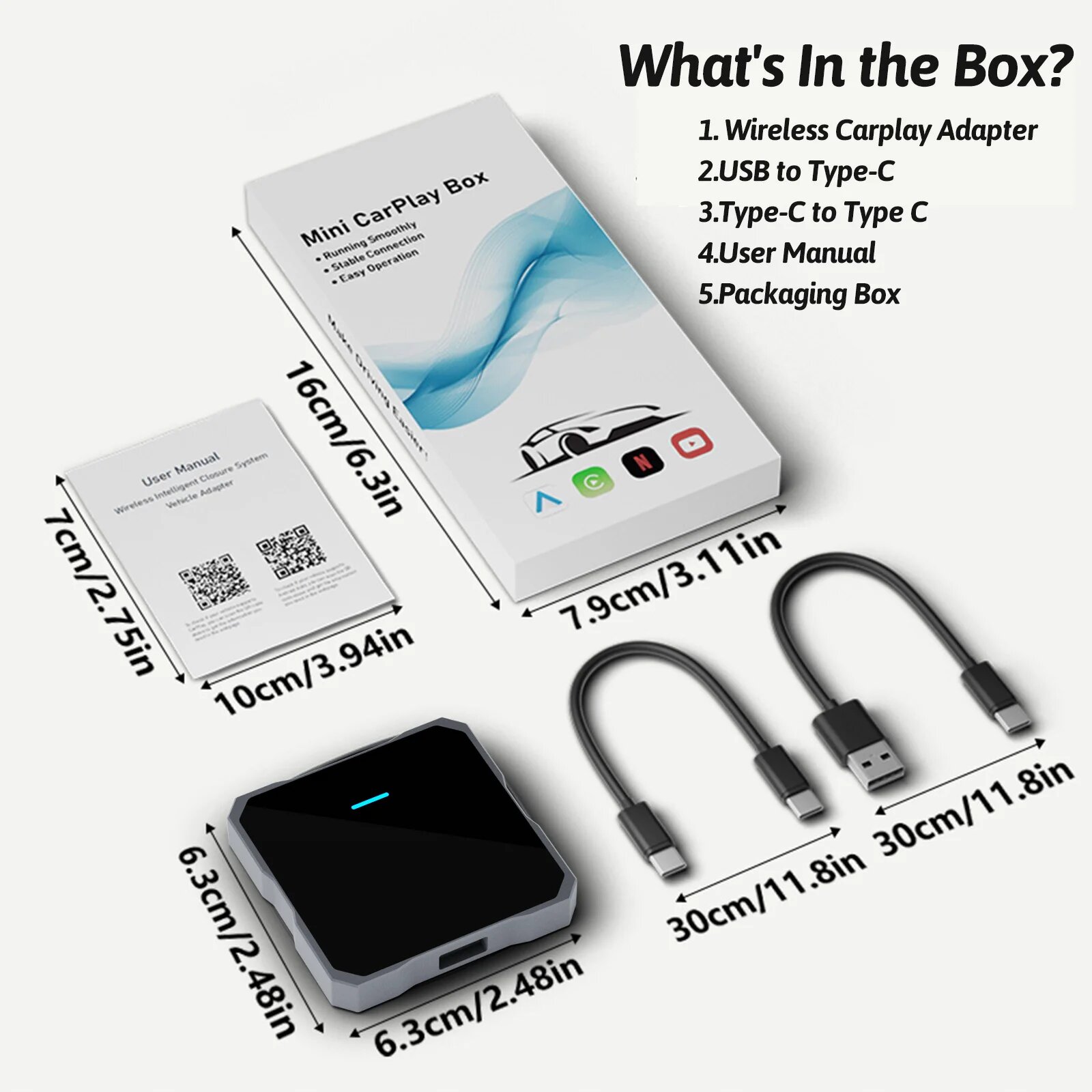 Высококачественное обновление автомобильного экрана, проводной к беспроводному автомобильному адаптеру Ai Box для Youtube Netflix, беспроводной адаптер Carplay, автомобильный медиаплеер Japan Car