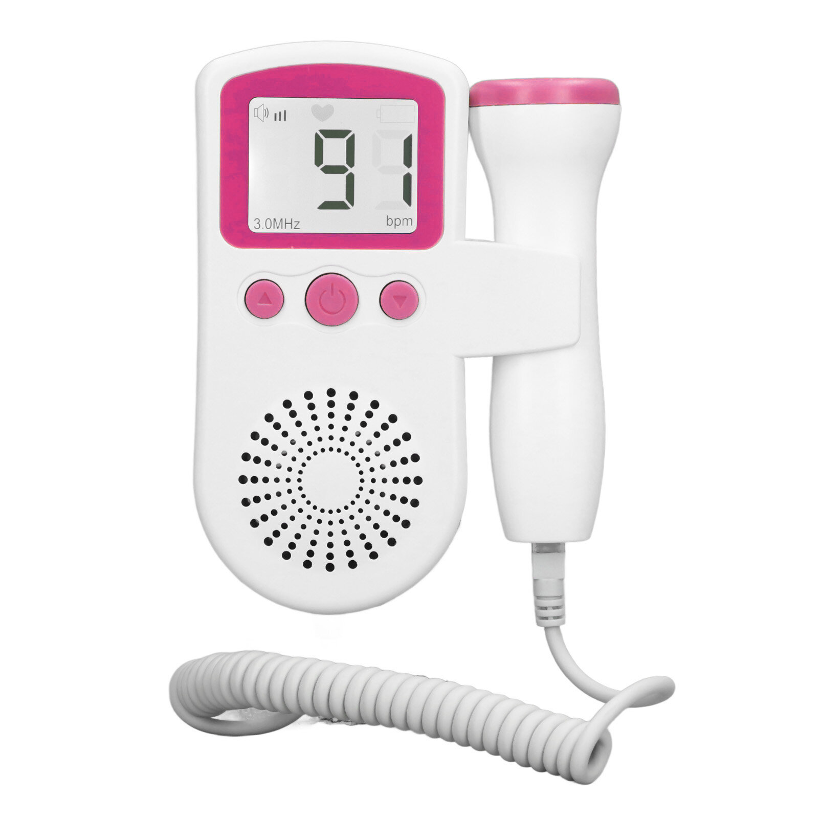 3.0MHz Fetal Heartbeat Monitor High Sensitivity LCD Sound Detector Pink