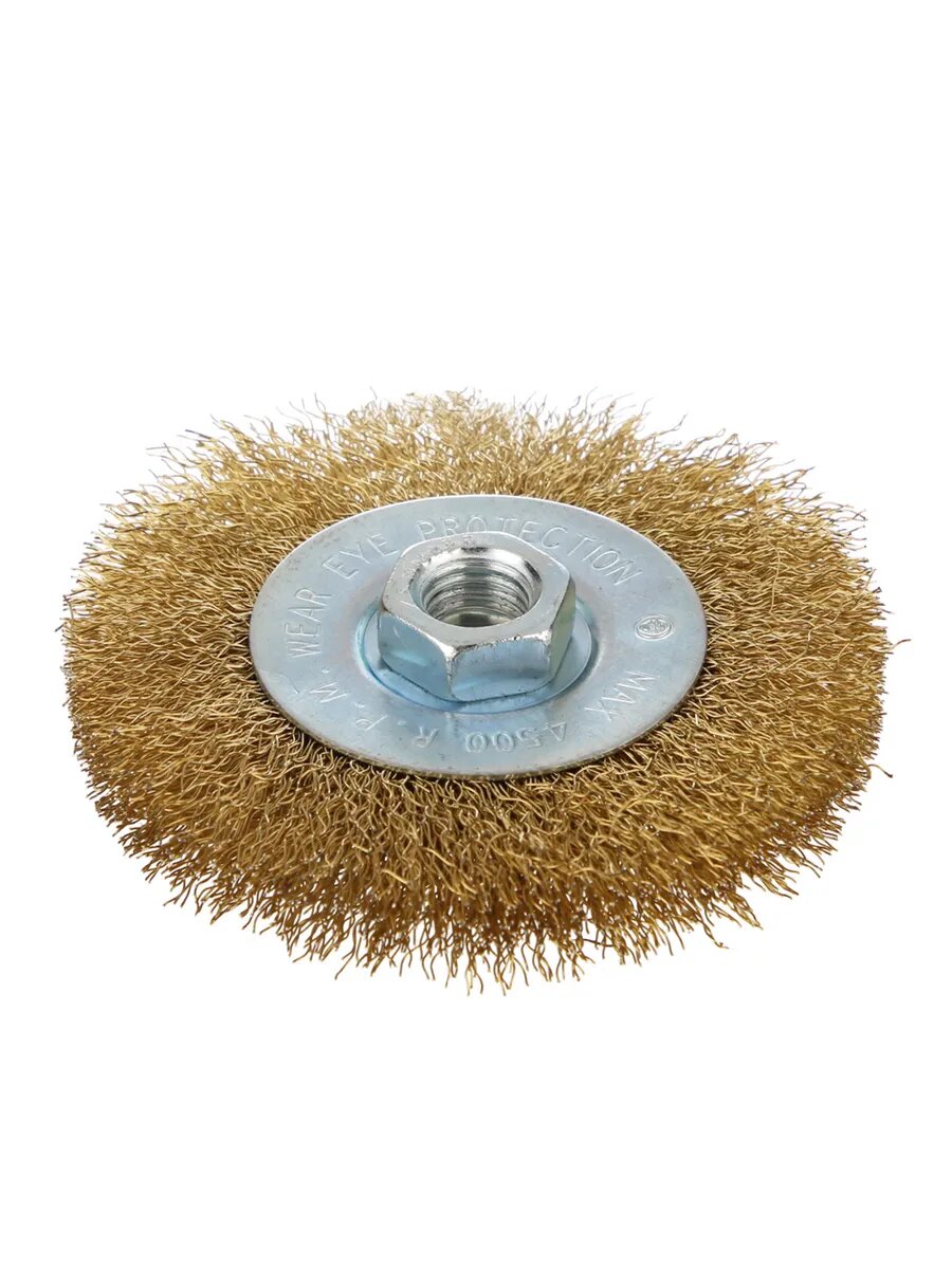 Щетка-насадка для УШМ латунированная плоская М14х100 мм