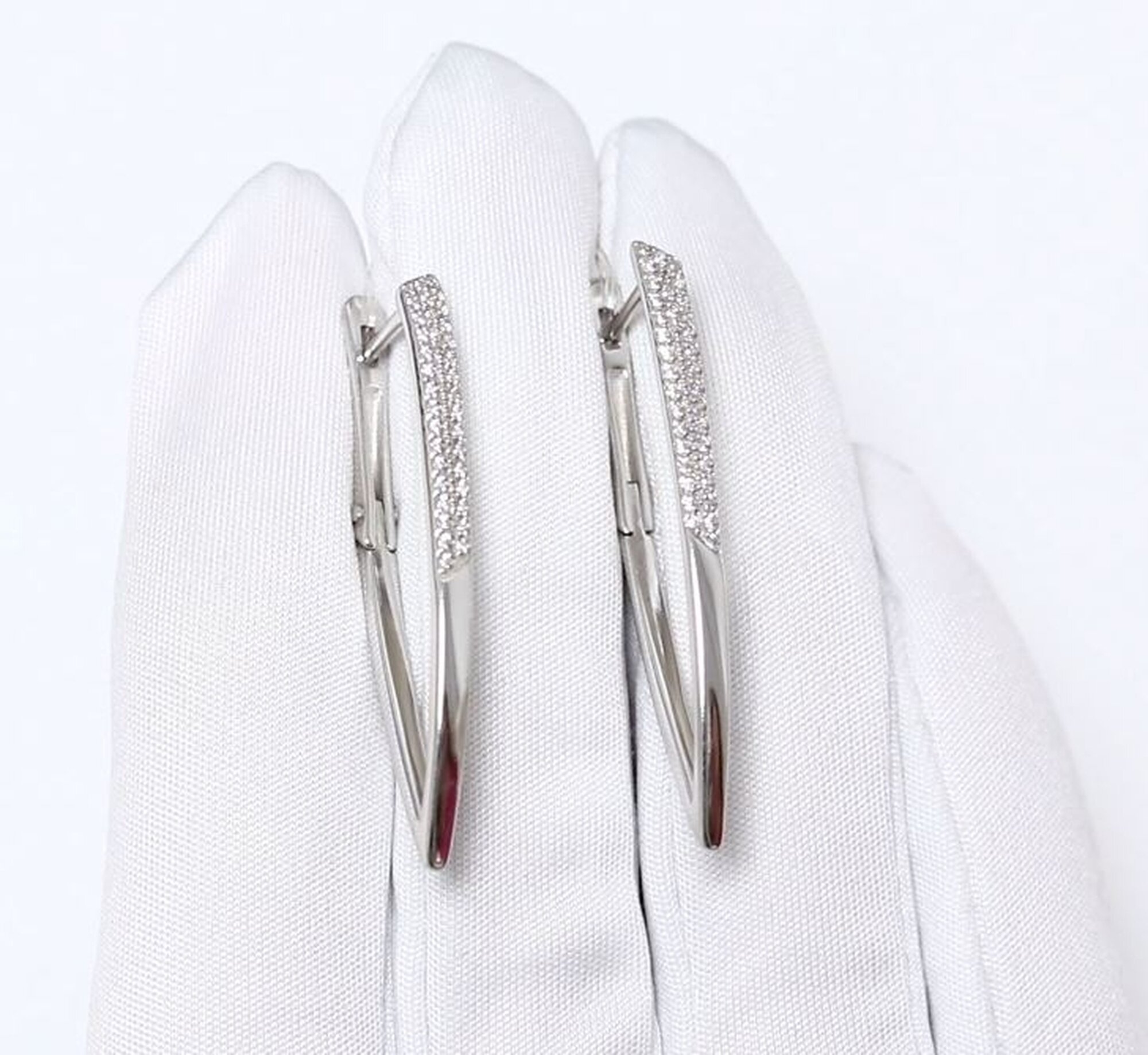 Серьги, серебро, 925 проба, родирование, фианит