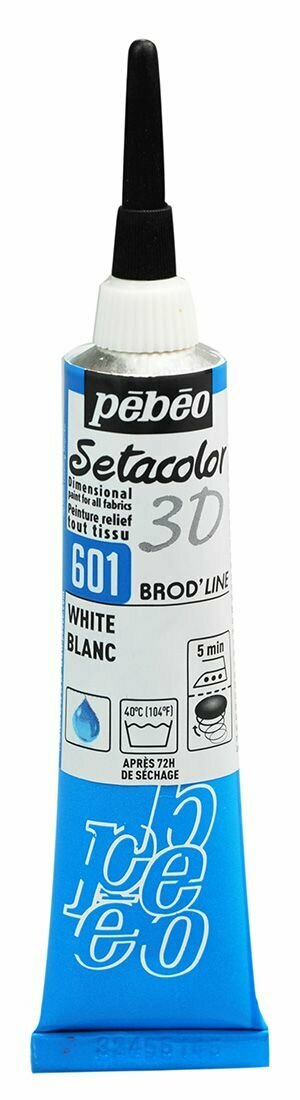PEBEO Setacolor 3D контур для декора по ткани, с "опухающим" эффектом 20 мл, Белый 557601