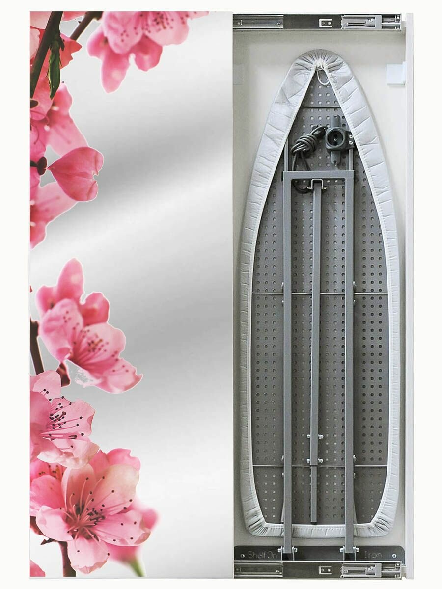 Встроенная гладильная доска Айрон Слим Принт (Сакура) Выбеленный дуб купе лево