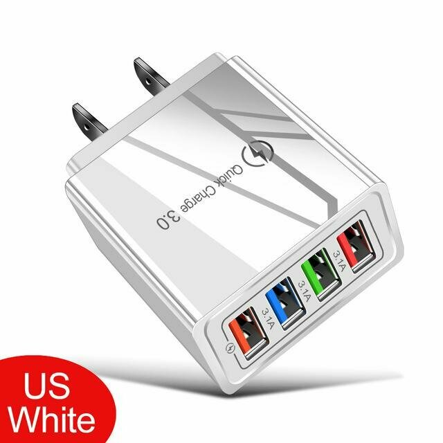 3.1A 4 порта EU/US Plug USB зарядное устройство для быстрой зарядки QC 3.0 зарядное устройство для телефона iPhone Samsung Xiaomi зарядный адаптер