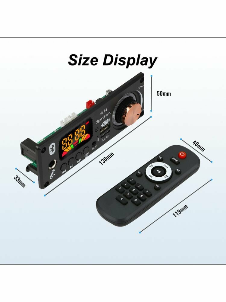 MP3-плеер (плата MP3 декодера bluetooth/aux/usb). Bluetooth/FM плеер с пультом управления, черный