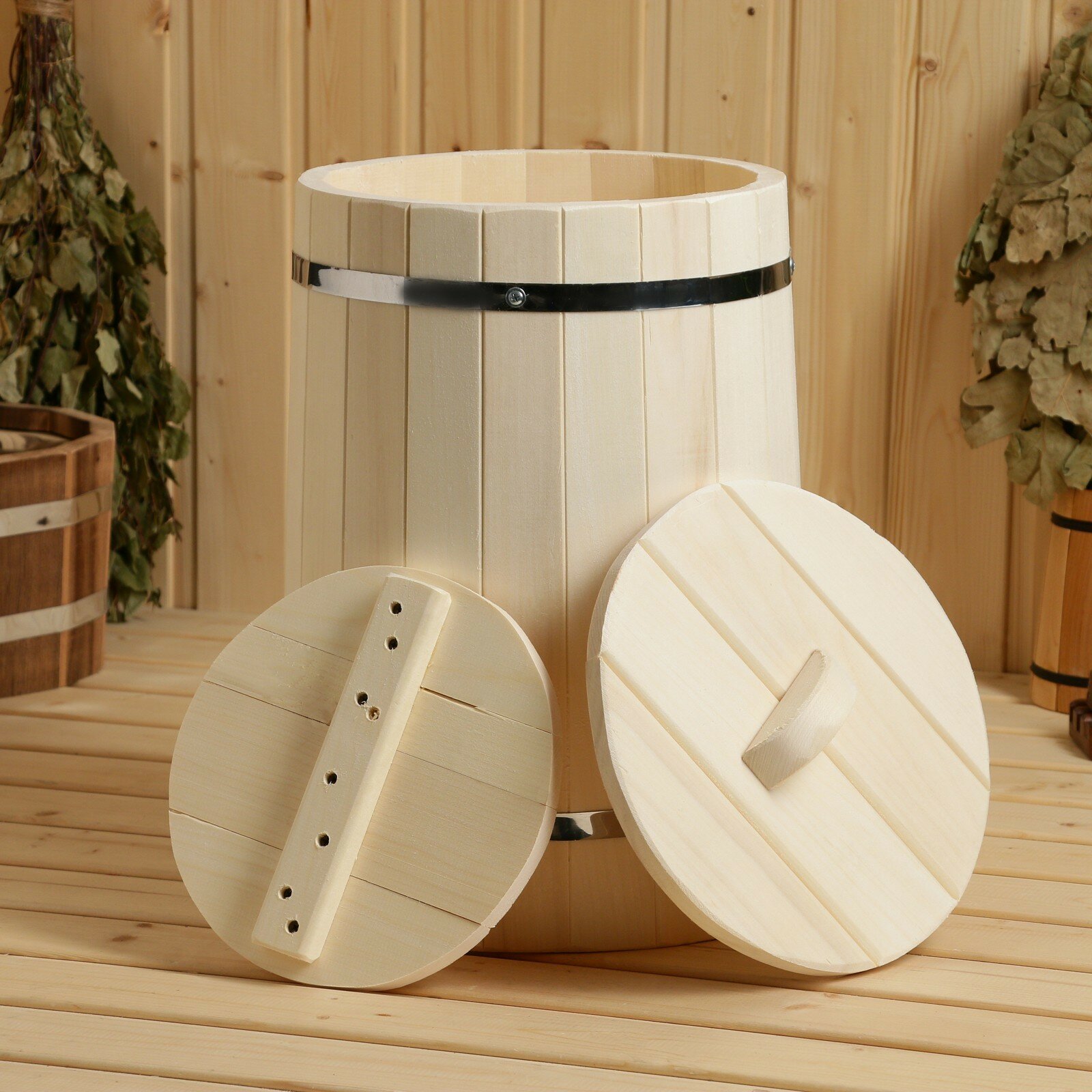 Кадка - бочка для засолки, 20 л, деревянная, с гнётом