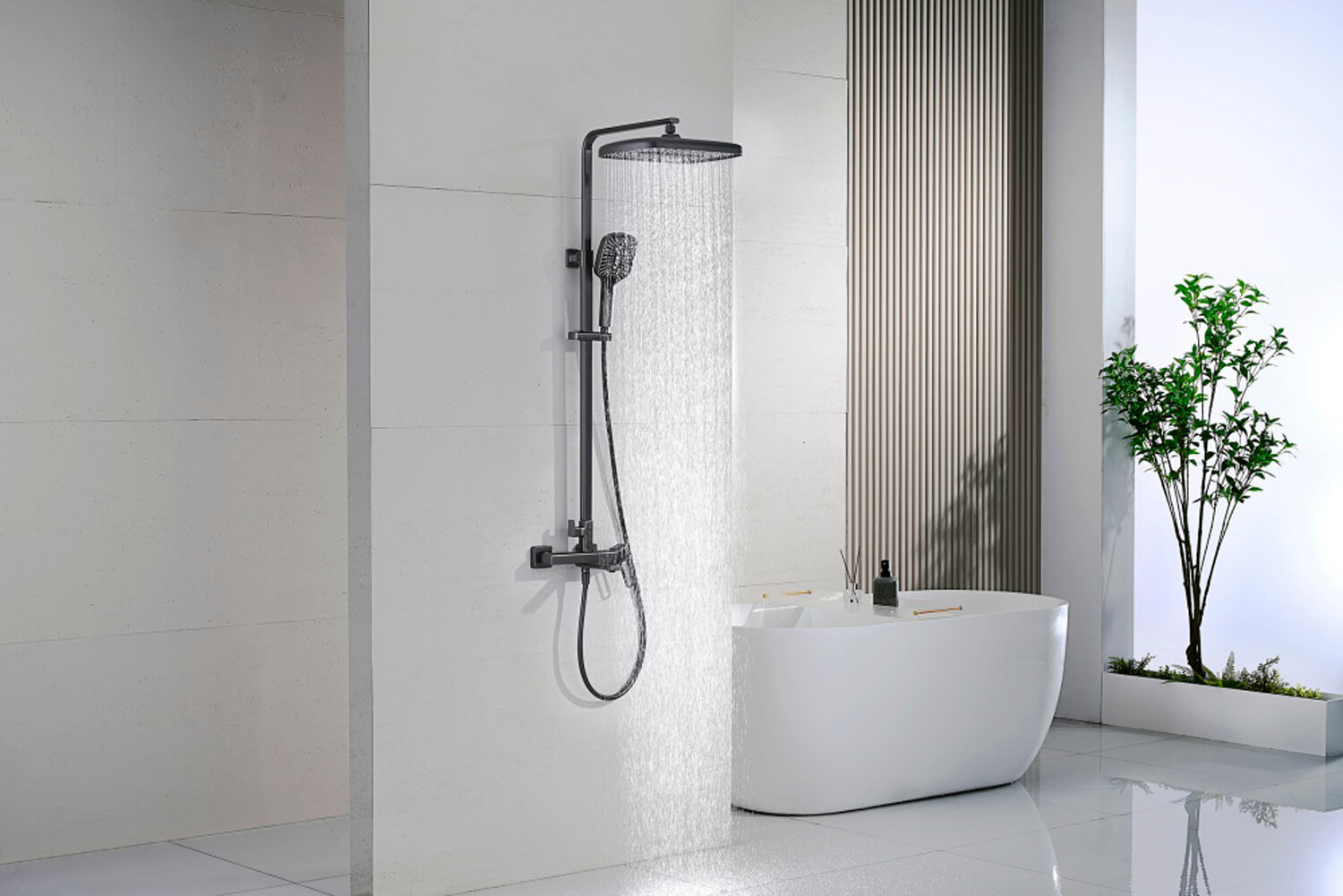 Душевая система с тропическим душем из латуни от бренда Ganzer GZ12163-Q графит