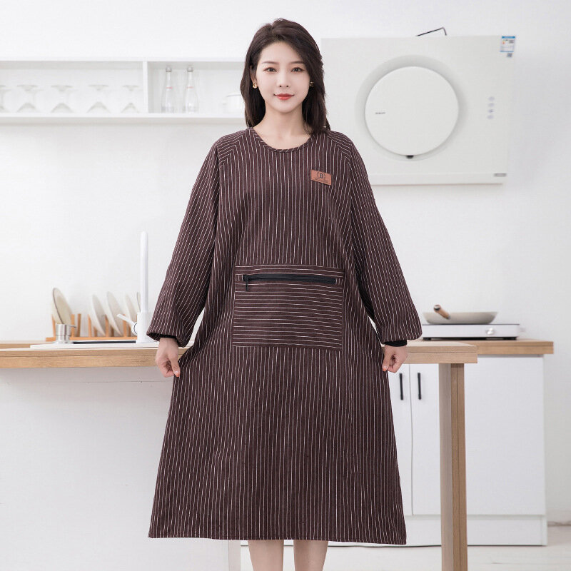 Фартук, кофейный, с длинными рукавами