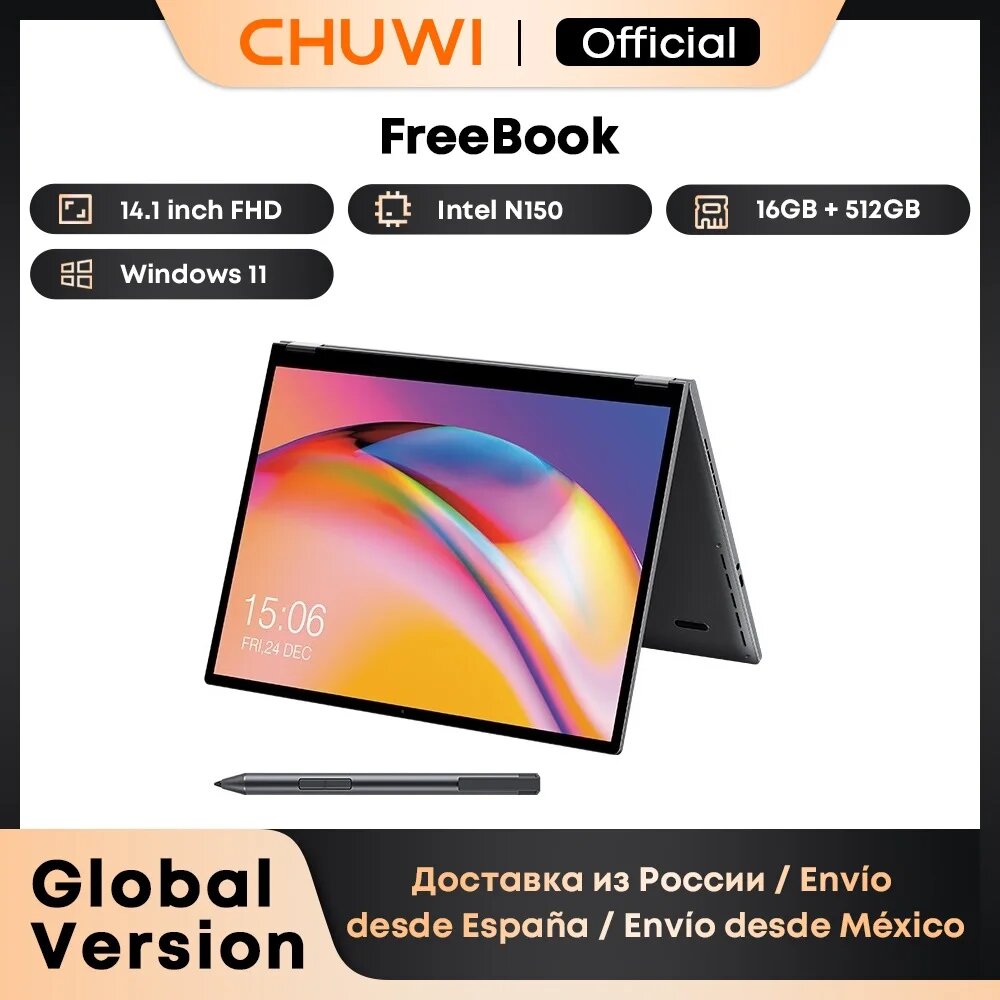 Ноутбук Chuwi FreeBook, 13.5", 16/512ГБ, N150, Intel UHD, Windows