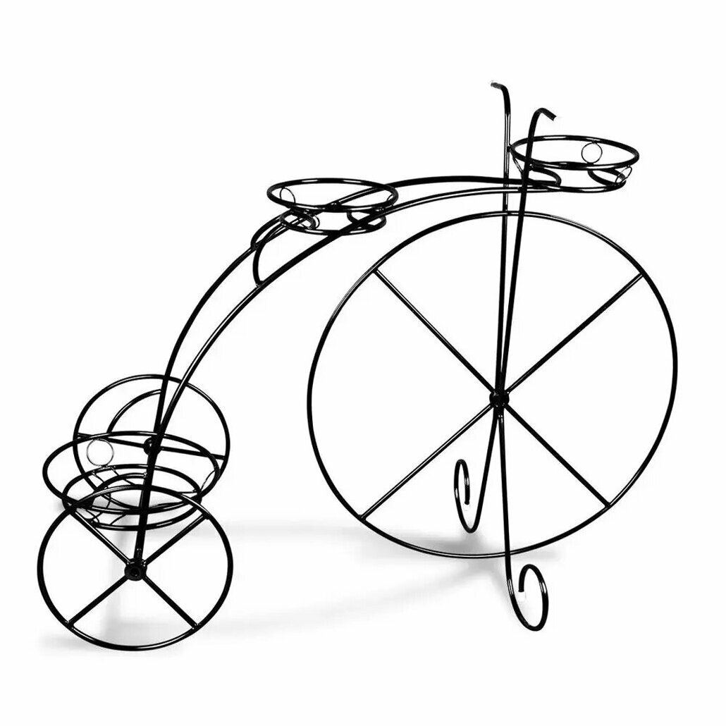 Подставка для цветов в форме велосипеда на 3 горшка, металлическая, цвет бронза антик
