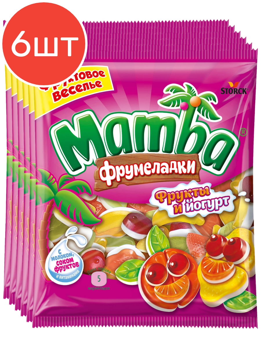 Жевательный мармелад "Mamba Фрумеладки" фрукты и йогурт 72гр 6шт