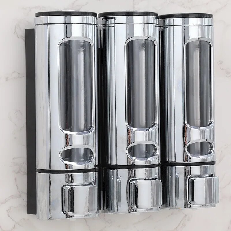 Дозатор для душа и лосьона, 400 мл, водонепроницаемый контейнер для шампуня, геля для душа, настенное крепление с прозрачным окном для домашнего ресторана, отеля, Серебряный