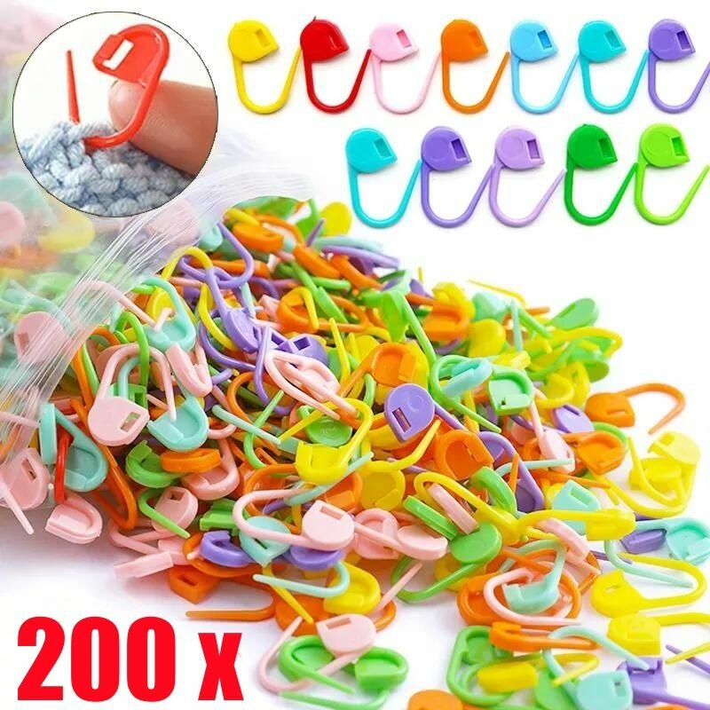 Маркеры для вязания крючком, 200 шт, набор для разметки петель и рядов, удобные фиксаторы и счетчики петель для вязания, помощник при узорах и соединении элементов