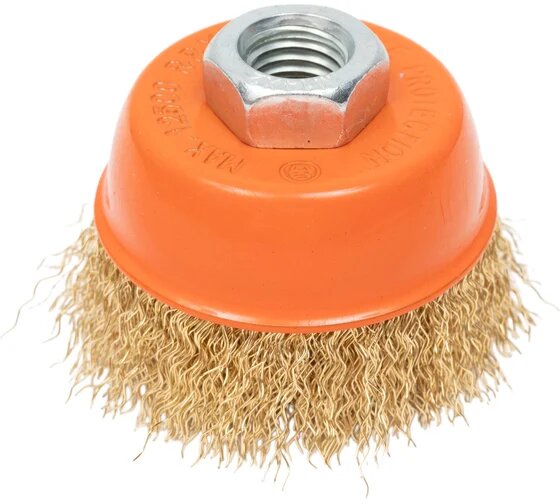 Щетка для УШМ, 65 мм, М14, чашка , латунированная витая проволока Gigant G-110441L