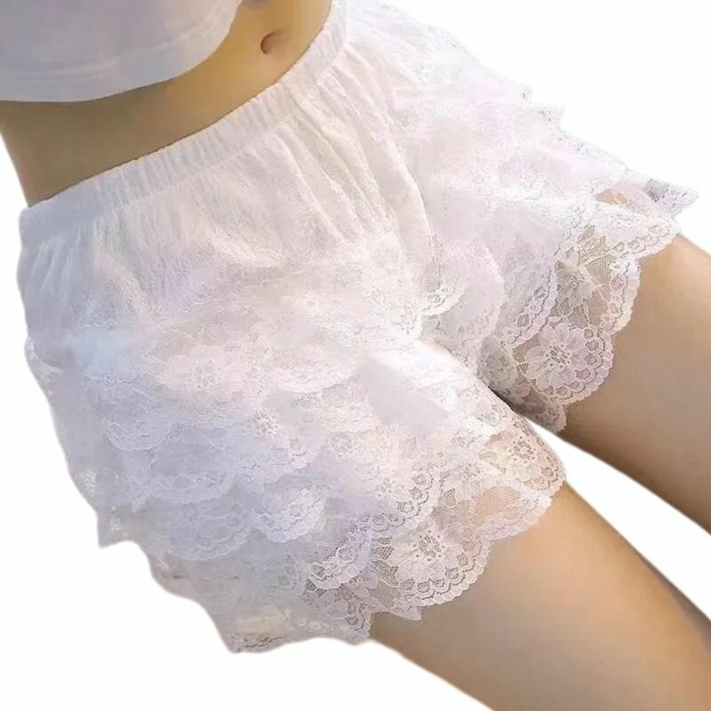 Трехслойные летние тонкие 5-слойные кружевные брюки женские леггинсы с антибликовым покрытием белого цвета