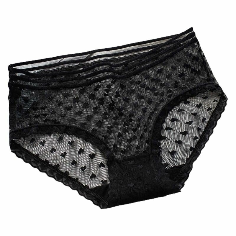 Летние новые кружевные трусики женские-черный-XL