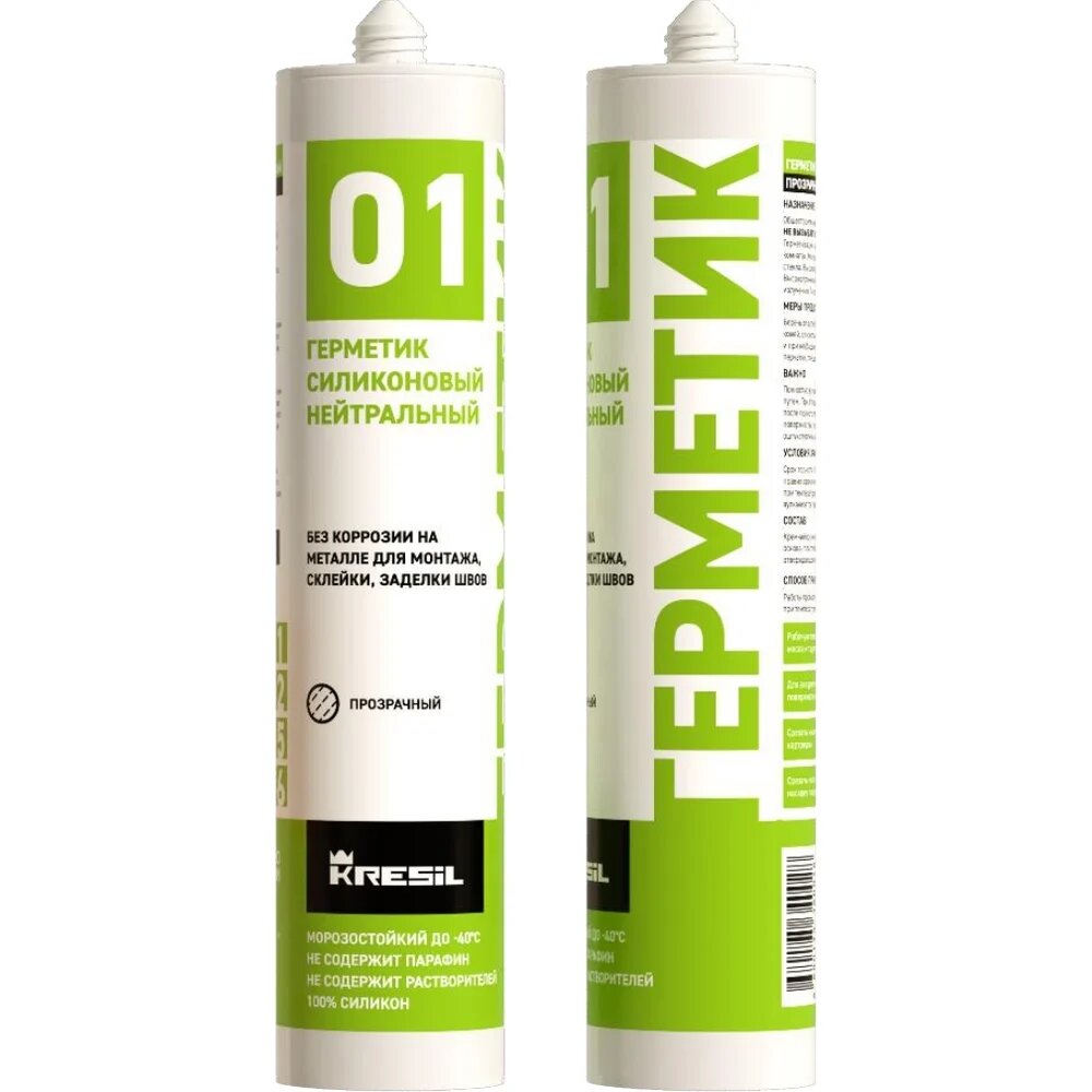 Герметик силиконовый нейтральный Kresil 01 прозрачный, 260 мл 4680195340028