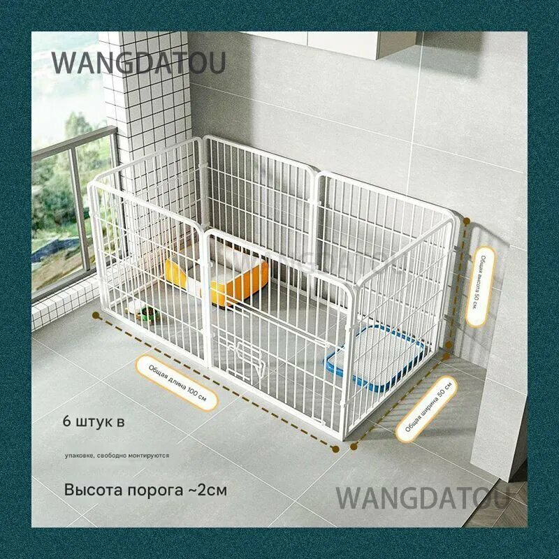 Усиленный вольер для собак, кошек, кролика. Металлическая складная клетка для крупных, средних и мелких пород домашних животных. Уличная будка для щенков и котов. 6 секций/100*50*50