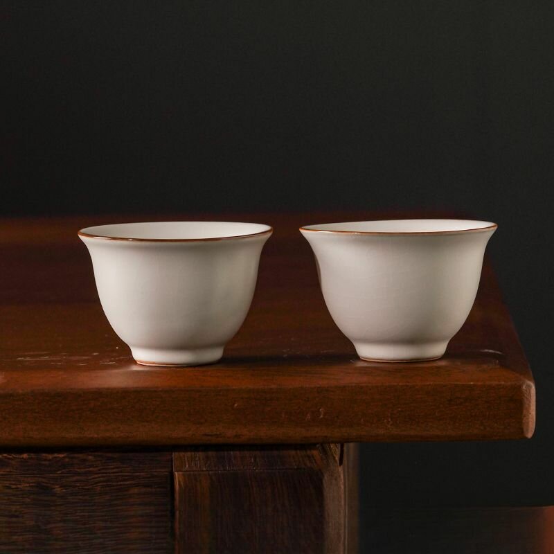 Чайная чашка "Жу Яо" премиум керамика с эффектом кракле, лепестковая форма, цвет "рисовый"