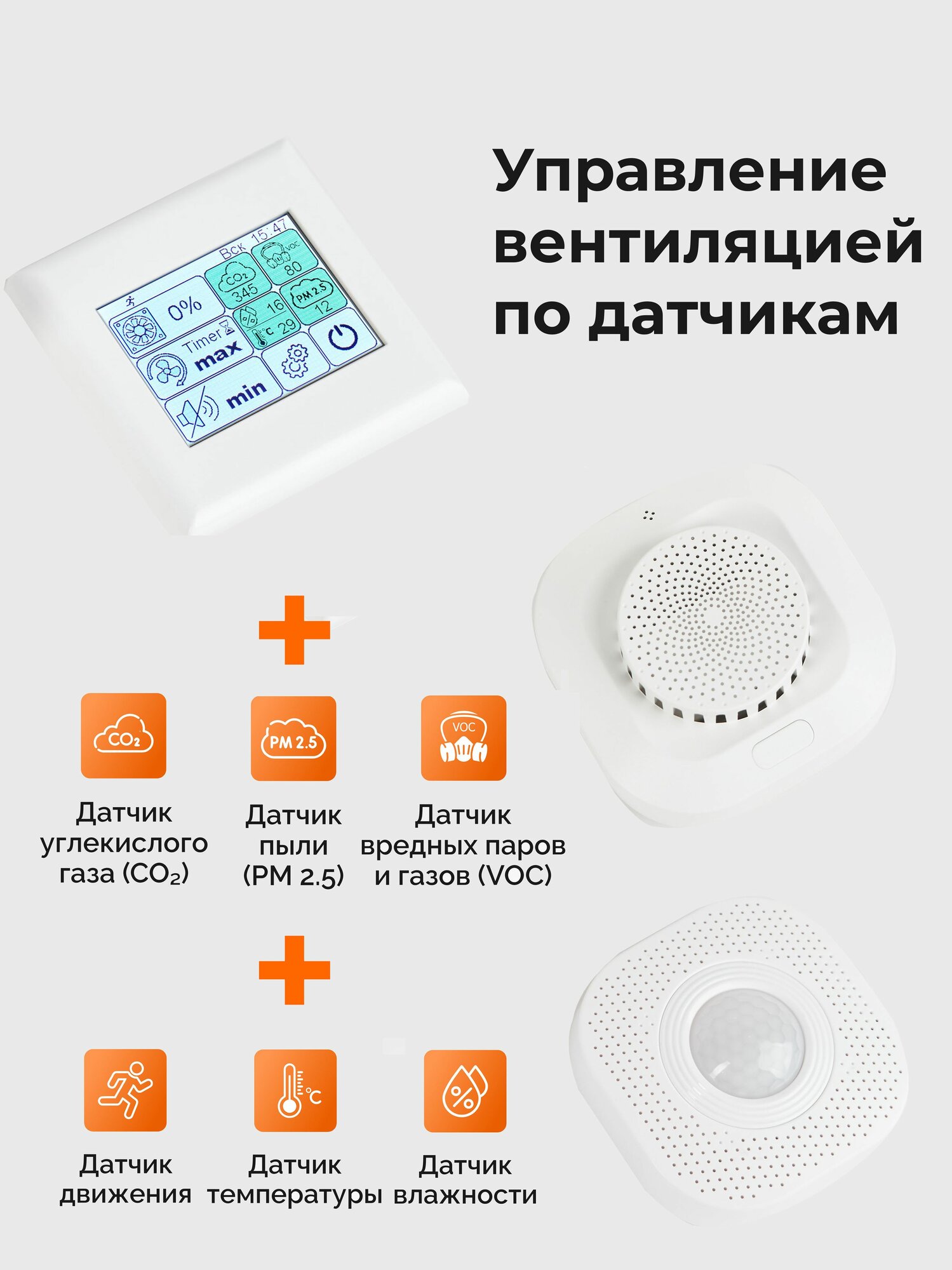 Регулятор скорости вентилятора, Блок управления S-Fan Pro, Умная вентиляция, Управление по датчику СО2 и влажности