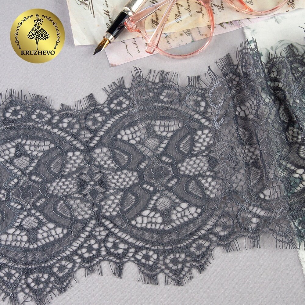 Кружево Kruzhevo "Реснички", 160 мм, цвет 312, темно-серый, 10 шт по 3 м (TBY.90003.312.30)