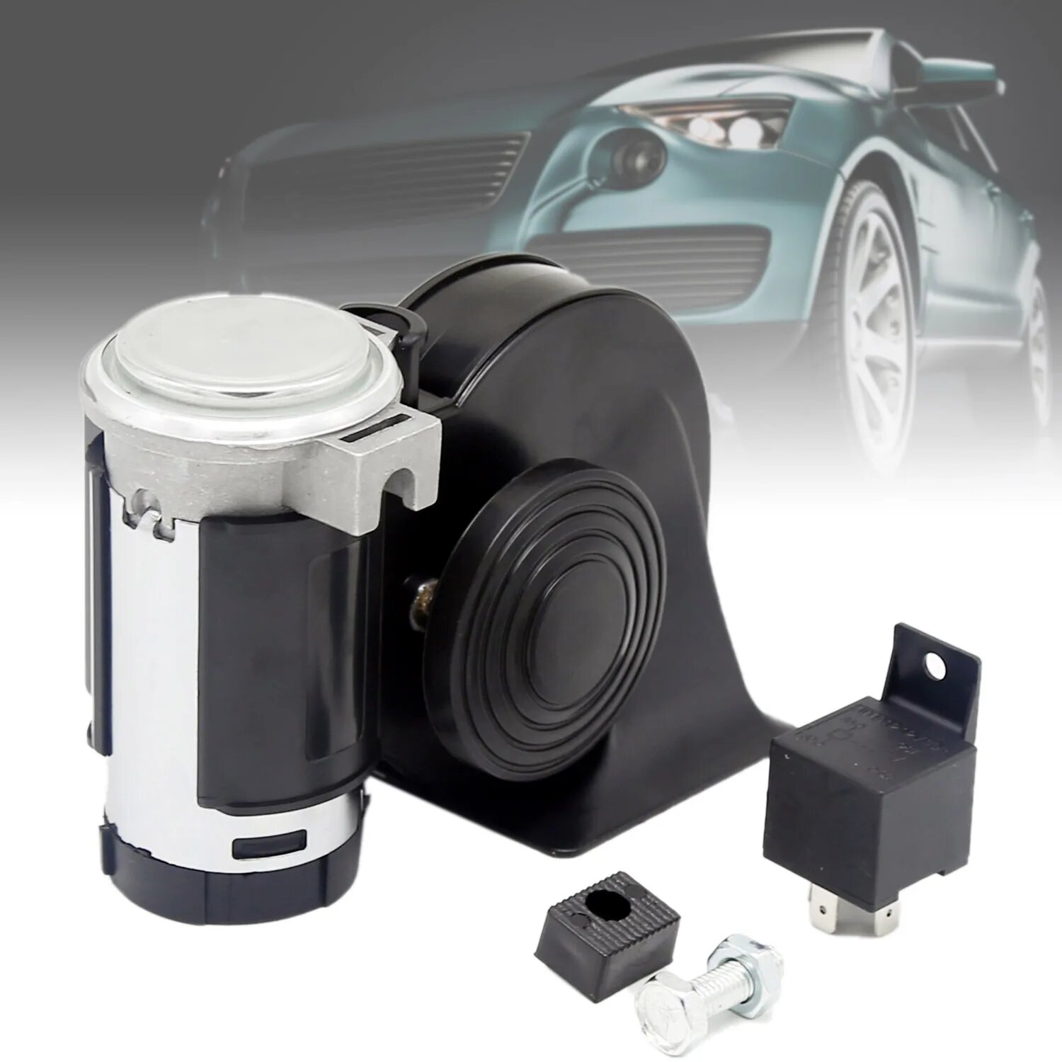 1 шт, 12 В, 125 дБ, воздушный звуковой сигнал для автомобиля, электрический воздушный звуковой сигнал для морской лодки, комплект громкой сигнализации для лодки, мотоцикла, двухтональный автомобильный звуковой сигнал, громкий сигнал