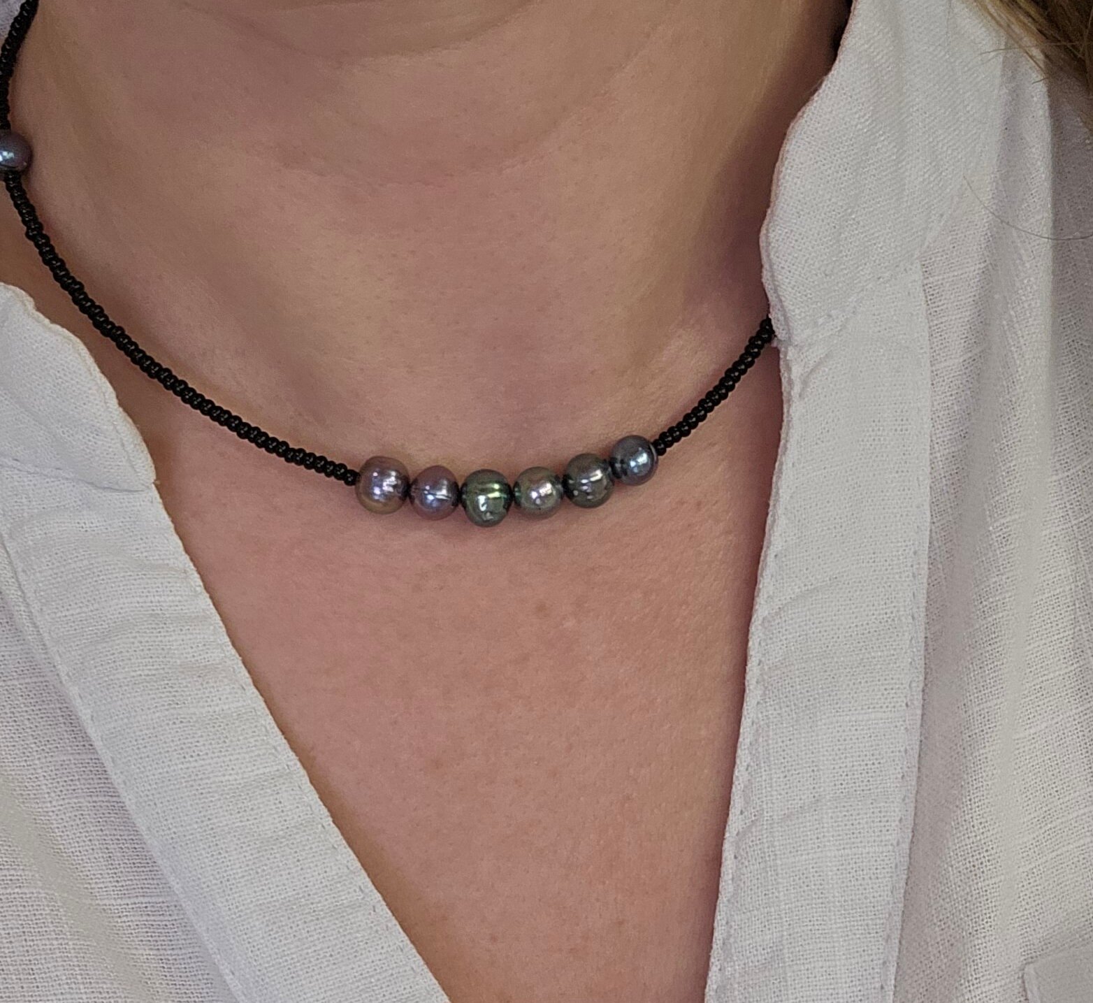 Чокер, бисер, жемчуг пресноводный культивированный